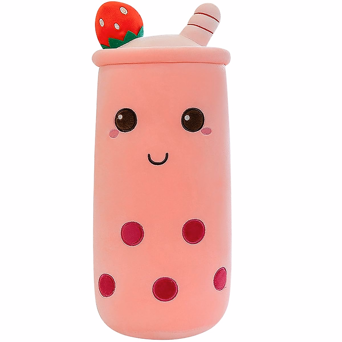 Werdast Boba Plush Stuffed Bubble Tea Pillow Soft Adorable Plushies Toys (Pink,15.6inches)