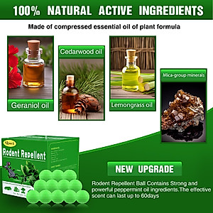 Mice Rodent Repellent 12Pcs 0.8lb, Peppermint Oil to Repel Mice and Rats, Rodent Repellent for Car Engines, Natural Ingredients Rat Repellent Balls Deterrent Indoor Pest Insect Control, Family & Pet Safe