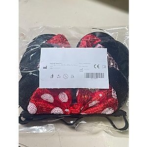 SAMARKAND Shiny Sequin Minnie Bow Headbands - Elastic, Adjustable, and Headache-Free - Glitter Mouse Ears for Girls and Women (Classic)