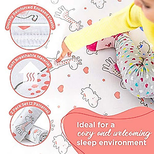 Stretchy Fitted Crib Sheets for Baby Girls, Ultra Soft Jersey Knit Cotton, Fits Standard Crib and Toddler Mattress, Size 28in x 52in, 2 Pack Set, Coral Elephants & Coral Animals Nursery Sheet