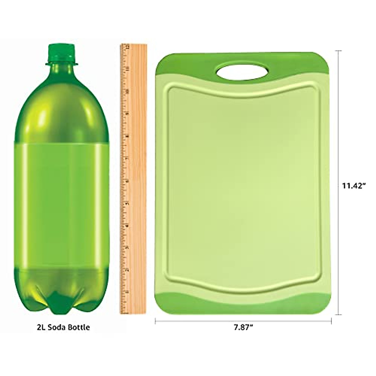 Raj Plastic Cutting Board Reversible Cutting board, Dishwasher Safe, Chopping Boards, Juice Groove, Large Handle, Non-Slip, BPA Free (Small, Red, Green & Orange)