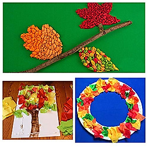Exquiss 1600 Pcs Autumn Leaf Colors Fall Colors Fall Foliage Tissue Paper Squares 4 x 4 Inch for Leaf Suncatcher Craft Scrunch Art Leaf Art Paper Rolling DIY for Fall Autumn Thanksgiving Halloween Art