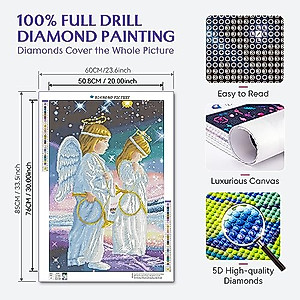 MOYFACE 33.5x23.6Inch 5D Diamond Painting Angel,Diamond Art Painting Kits for Adults with Lovely Angel,Full Drill Paint by Numbers DIY Diamond Art Kits for Beginners Home Wall Decor