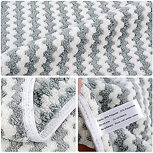 KinHwa Microfiber Hand Towels for Bathroom Super Soft Hand Towel Absorbent Striped Bathroom Hand Towels for Spa Face Gym Sports 16inch x 30inch 4 Pack Greyish-Green