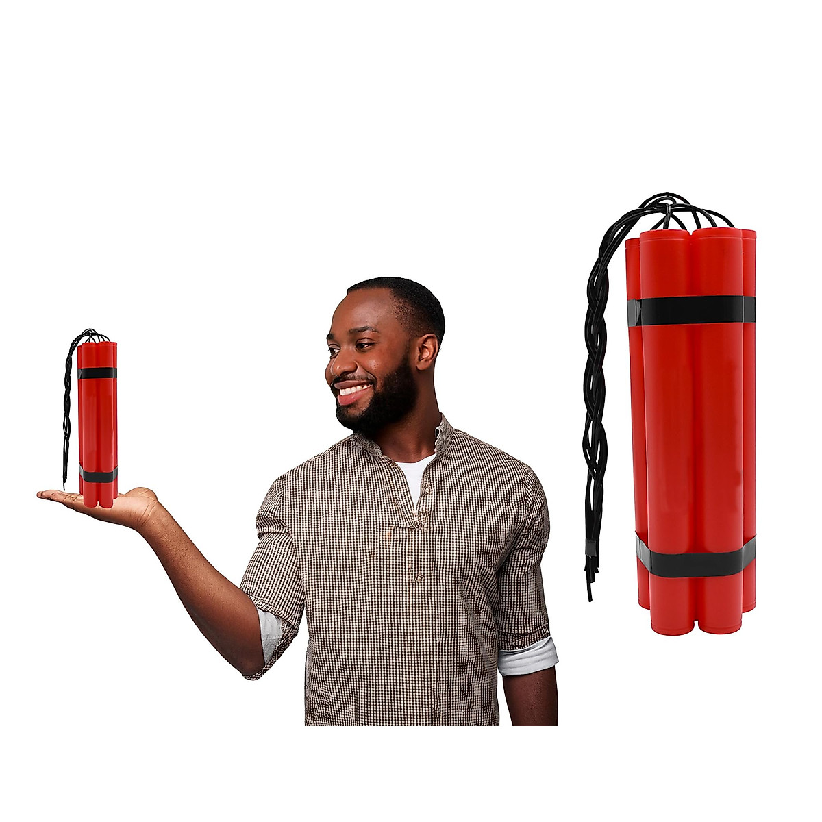Nicky Bigs Novelties Adult Fake Dynamite Red TNT 6 Stick Bundle Plastic Prank Pretend Explosive Bomb Pack Film Costume Prop