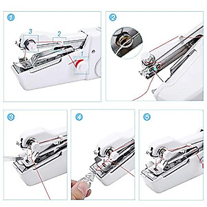Yiphates Handheld Sewing Machine, Mini Electric Stitching Machine, Portable Cordless Handheld Electric Sewing Machine with Thread Kit, for Fabric and Clothing, Home Travel Use