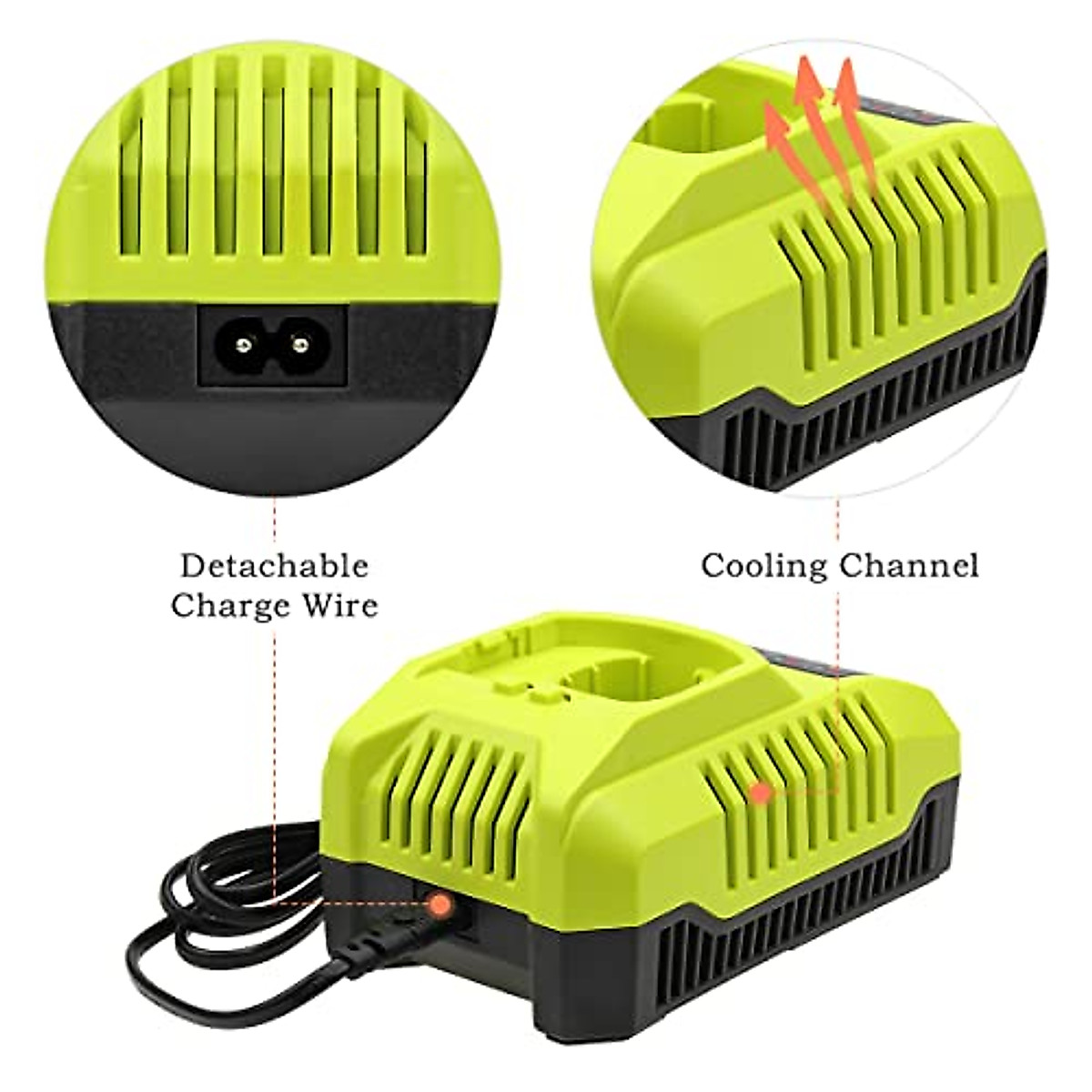 Replacement Charger Compatible with All Ryobi 18v Charger for Ryobi 9.6v-18v P102 P105 P107 P117 P113 Charger Dual Chemistry IntelliPort Lithium Ion and NiCad