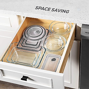 FineDine 20-Piece Glass Food Storage Container Set - 100% Leakproof, BPA-Free, and Oven Safe - Perfect for Meal Prep and On-the-Go (Grey)