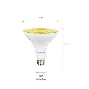 Sylvania LED Flood PAR38 Yellow Bug Light Bulb, Efficient 9W, Non-Dimmable, 5 Year, E26 Medium Base - 1 Pack (40822)