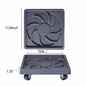 Plant Caddie with Wheels and Water Storage Tray, 11.8" Rolling Plant Stand, 4-Wheeled Plant Roller, Lockable Casters, Heavy Duty Plant Caddy for Large Indoor and Outdoor Planters