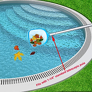 ATIE Pool Spa Leaf Skimmer Net with White Ultra Fine Mesh with 4" Deep Pocket Great for Removing Leaves & Debris in In-Ground Pool Spa and Above Ground Pool, Inflatable Pool, Hot Tub, and Fountain