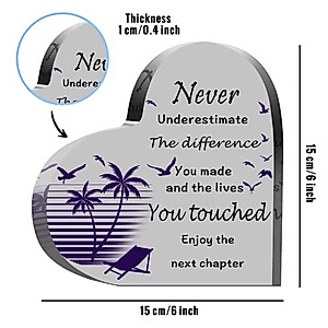 Retirement Gifts for Men Women Friends，Acrylic Heart Retirement Gift，Coworker Leaving Gifts Going Away Gift, Paperweight Keepsake for Home Table Shelf (yeshu)