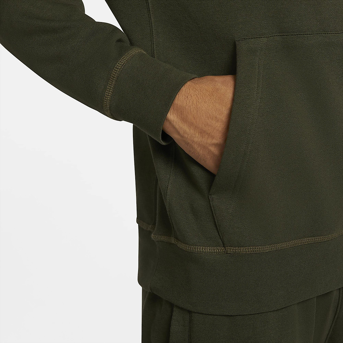 Nike Men Sportswear Just Do It Fleece Hoodie (Large, Sequoia/Medium Olive)