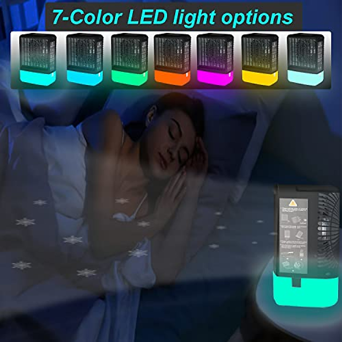 Portable Air Conditioner Fan, Personal Air Cooler, Built in 4000mAh Battery With Remote, Evaporative Mini Air Conditioner Humidifier Fan for Bedroom/Home/Office/Camping.