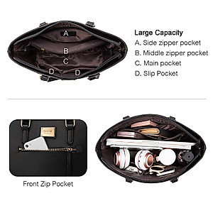 LOVEVOOK Handbags for Women Fashion Tote Bags Shoulder Bag Top Handle Satchel Purse Set 3pcs (3pcs set, A-1514-Black)