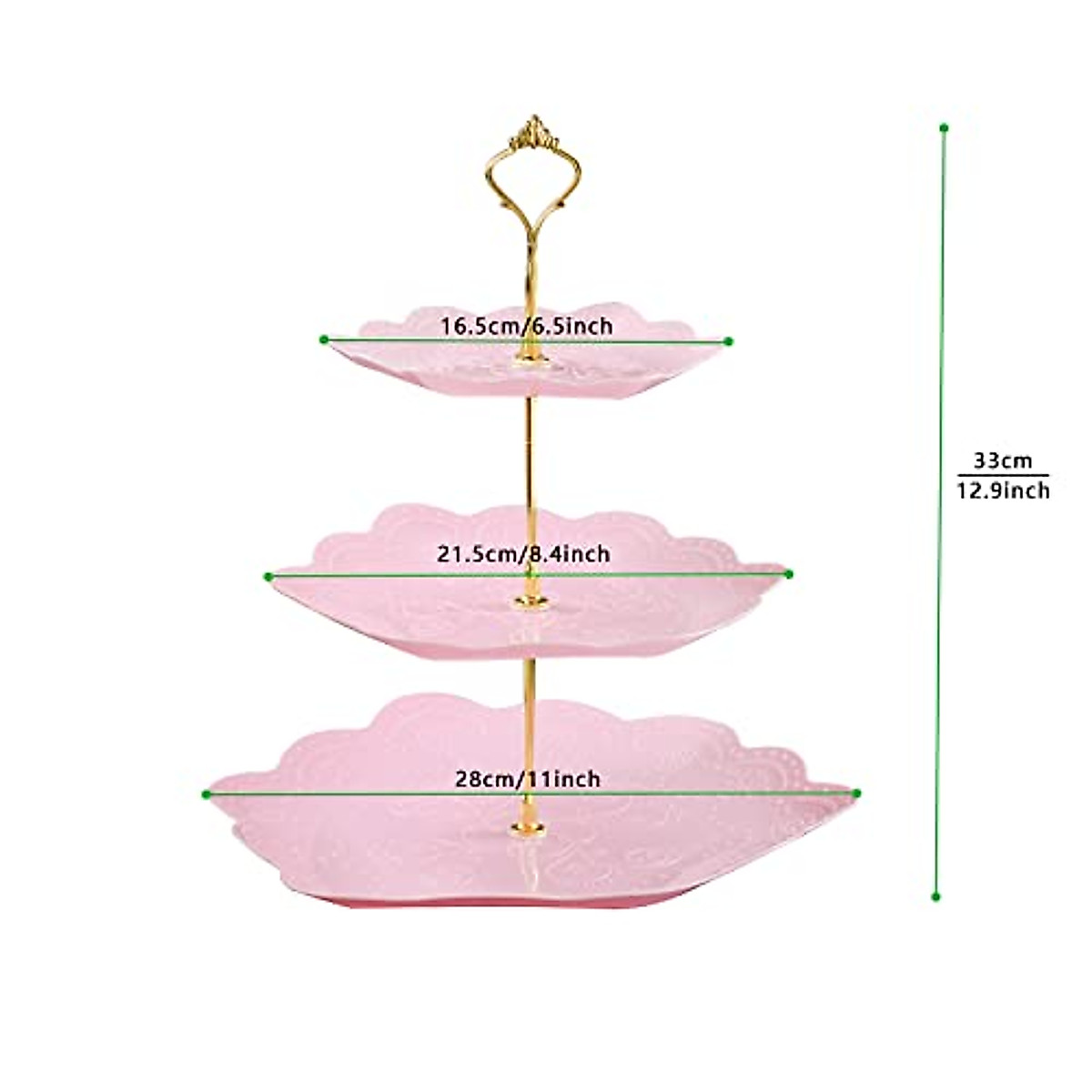 3 Pcs 3-Tier Cupcake Stand Fruit Plate Cakes Stand Tower for Halloween Wedding Home Birthday Tea Party Serving Platter (Hexagon)