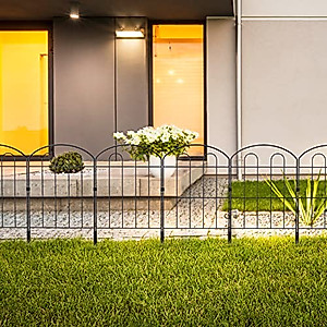 28 Pack Decorative Garden Fence Outdoor 24in (H) x 30ft (L) Coated Metal RustProof Landscape Wrought Iron Wire Border Folding Patio Fences Flower Bed Fencing Animal Barrier Section Panels Decor