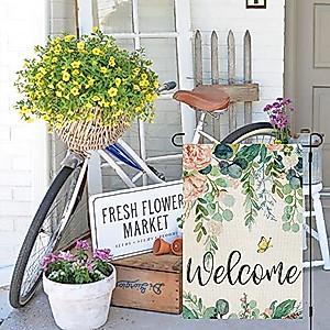 CROWNED BEAUTY Spring Garden Flag Floral 12x18 Inch Double Sided for Outside Welcome Burlap Small Yard Holiday Decoration CF747-12