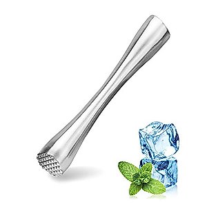 8" Muddler for Cocktails, Professional Stainless Steel Muddler for Old Fashioned Bitters, Creating Mojitos, Margaritas, Mint & Fruit Based Drinks- Ideal Home Bar, Bartender, Kitchen Masher Tool