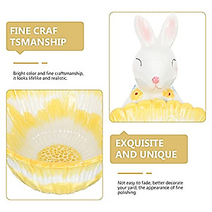 Didiseaon Easter Bunny Candy Bowl Ceramic Rabbit Bowl Snack Appetizer Nut Dish Candy Container Bunny Statue Figurine
