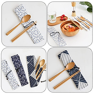Hemoton 6Pcs Straw Carrying Case Travel Tableware Carrying Bag Storage Case Japanese- Style Cutlery Bag Travel Pouch for Straws Knife Fork Spoon Chopsticks