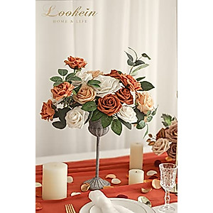 Lookein Artificial Flowers Box Set 5 Style Flowers for DIY Wedding Decoration Bouquet Table Centerpieces Aisle Arch Flower Decoration Bridal Shower Party Home Decor, Charming Terracotta