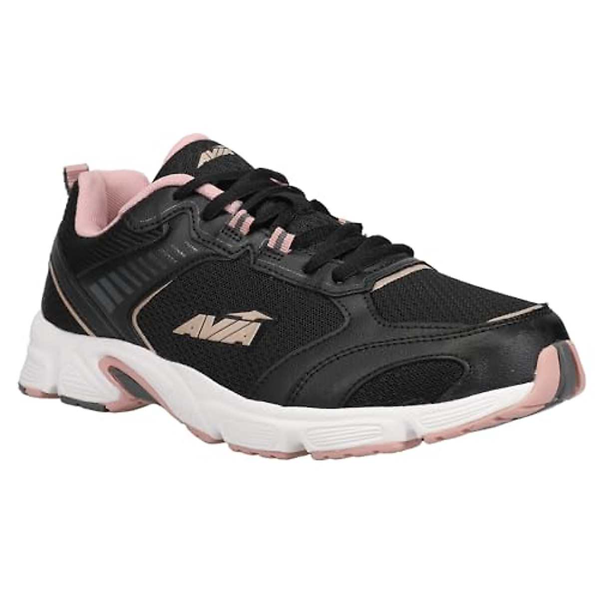 Avia Forte Women’s Running Shoes with Lightweight Breathable Mesh - Black/Dark Grey/Light Pink, 10 Wide