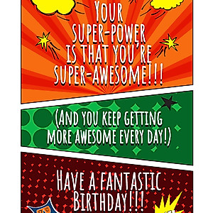 Prime Greetings Birthday Card For Grandson, Made in America, Eco-Friendly, Thick Card Stock with Premium Envelope 5in x 7.75in, Packaged in Protective Mailer (Superhero)