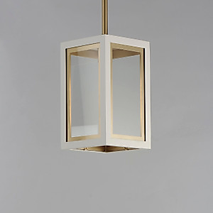 Maxim Lighting 30051CLWTGLD I Neoclass Collection 12 Inch One Light Outdoor Ceiling Pendant I White & Gold Finish I Modern Contemporary Light Fixture I Adjustable Height I