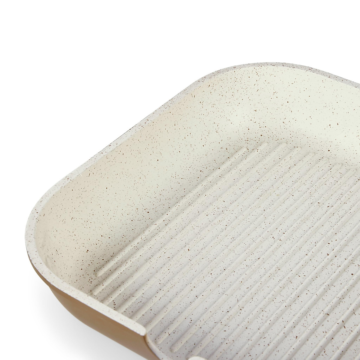 Otantik Non-Stick 11” Square Grill Pan Cast Aluminum - Griddle Pan with Pour Spouts - Ceramic Marble coating - Cool Handle - PTFE & PFOA Free - Compatible with All Stovetops (Brown)