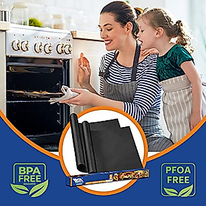 Oven Liners for Bottom of Oven, 2 Pack Large Thick Heavy Duty 100% Non-stick Reusable Teflon Oven Mat, 25”x17” Baking Mat for Electric, Gas, Toaster Ovens, Grills,Kitchen Friendly Cooking Accessory