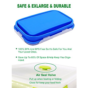 FUSMYE Set of 2 Extra Large Collapsible Silicone Food Storage Containers With Lids,82.8oz + 60.2oz Meal Box For Kitchen,Big Bento Lunch Boxes, Microwave,Dishwasher and Freezer Safe For Camping