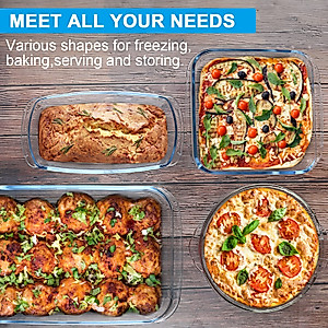 7-Piece Glass Bakeware Set, Baking Dishes, Glass Loaf Pan with Lids, Glass Pie Plate, 9x13 Roasting Pan, Square Pan, Fridge-to-Oven-Friendly