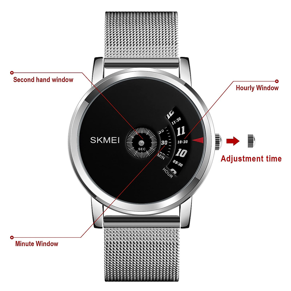 SKMEI Wrist Watch for Men, Cool Luxury Analog Watches for Men Unique Wristwatch Dress Business Mens Watches with Stainless Steel Band
