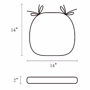 COZPLEN Outdoor Non Slip Chair Pad, Bistro U-Shaped Dining Chair Seat Cushions with Ties, 14x14 inch, Set of 2, (Black)