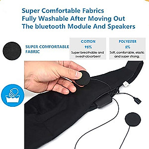 BearsFire Sleep Eye Mask with Wireless Bluetooth Headphones Washable Soft Cotton Music Sleep Eye Shades Wireless Headband Sport Headsets with Stereo Speakers Microphone for Travel Siesta Yoga (Black)