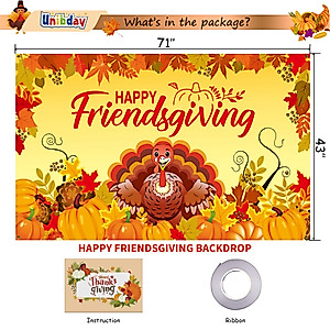 Friendsgiving Banner, Fall Banner, Happy Friendsgiving Wall Backdrop Thanksgiving Holiday Feast Party Supplies Outdoor Photo Background Fall Decorations for Home School