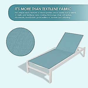 Iwicker Patio 2-Pieces Aluminum Chaise Lounge Chairs Adjustable Outdoor Mesh Fabric Reclining Lounge Chairs with 5-Position Backrest, Turquoise