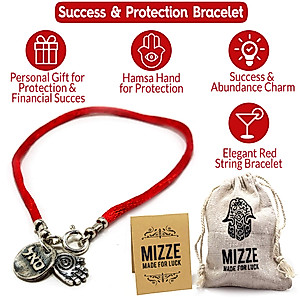 Red Silk 7" Bracelet with Silver Coin for Success & Abundance + Hamsa Hand Charm for Ultimate Protection - Ideal Women's Gift for New Job, Business Ventures, or Celebrating Personal Achievements