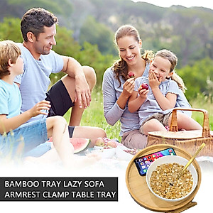 Couch Arm Table Tray, Wooden Sofa Tray Table, Durable Circular arm Tray with a Clip Design, Foldable Sofa Arm Tray, Armrest for Couch, Stable Sofa Arm Table for Eating and Drinking