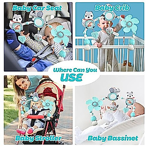 Stroller Arch Car Seat Toy: Baby Toys Mobile Adjustable Arch Toy for Stroller Crib Carseat Bouncer Toy Bar, Infant Toy Age 0 3 6 9 12 24 Months Newborn Hanging Travel Toys with Clip, Shower Gift