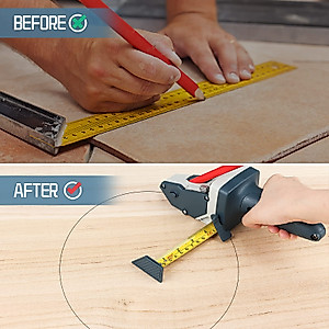 Gypsum Board Cutting Tool Multifunctional Woodworking Panel Cutter with Tape Measure kt Board Cutting Tool Kit Includes 1 Gypsum Board Cutter, 1 Pencil and 5 Blades