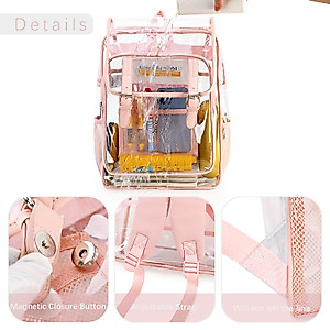 abshoo Transparent Clear Backpack Heavy Duty Backpack For School Teen Girls Women Clear Bookbag (Pink)