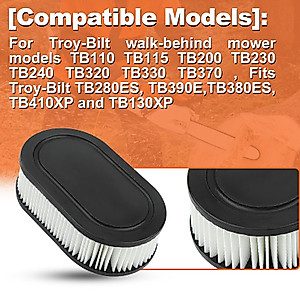 Mtanlo Air Filter Kit For Troy-Bilt walk-behind mower models TB110 TB115 TB200 TB230 TB240 TB320 TB330 TB370, Fits Troy-Bilt TB280ES, TB390ES, TB380ES, TB410XP and TB130XP