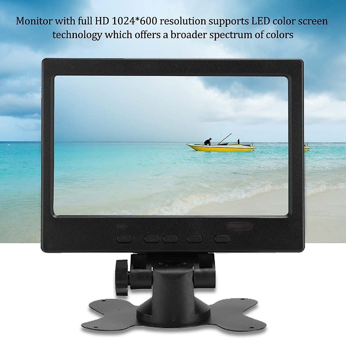 Wendry 7 Inch Monitor,1080P HDMI Computer Monitor,16:9 LED Backlight Display for,Portable VGA AV HDMI Computer Screen with Stand for Car Display, CCTV, LCD Full HD Monitor