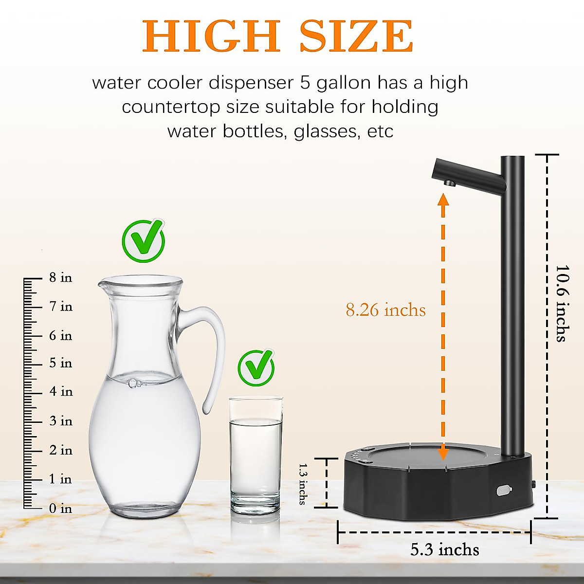 5 Gallon Water Dispenser,Water Dispenser for 5 Gallon Bottle,Smart Desktop Water Dispenser,Bedside Water Dispenser ，Automatic Drinking Water Dispenser Pump,Safe and Leak-Free for Long-Term Use（ Black）