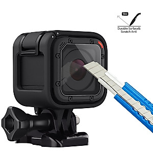[6 Pack] Tempered Glass Screen Protector for Gopro Hero 4 Session Hero 5 Session (4-Pack) & Lens Cap Cover (2-Pack) by Akwox