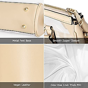 Joryin Clear Bag for Women Clear Bags Stadium Approved Clear Tote Bag with Zipper Crossbody Bag Clear Purse Fashion Satchel Bag Handbag Transparent Bag Warm Beige