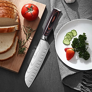 Lirches Kitchen Chef Knife Sets - 5PCS Chef Knife Set, Professional Japanese Ultra Sharp 4CR13 Stainless Steel Knives, 3.5-8 Inch Cooking Knife Set with Damascus Pattern