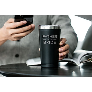 Sodilly Insulated Coffee Tumbler- Father's Day Gift- Engagement Announcement Accessory- Father of the Bride Tumbler Gifts- Special Father of the Bride- 16oz Black Insulated Coffee Tumbler
